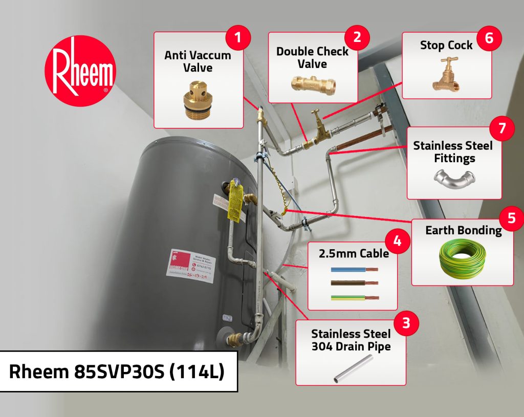 Safe & Reliable Rheem 85VP30S Water Heater Installation @ SG