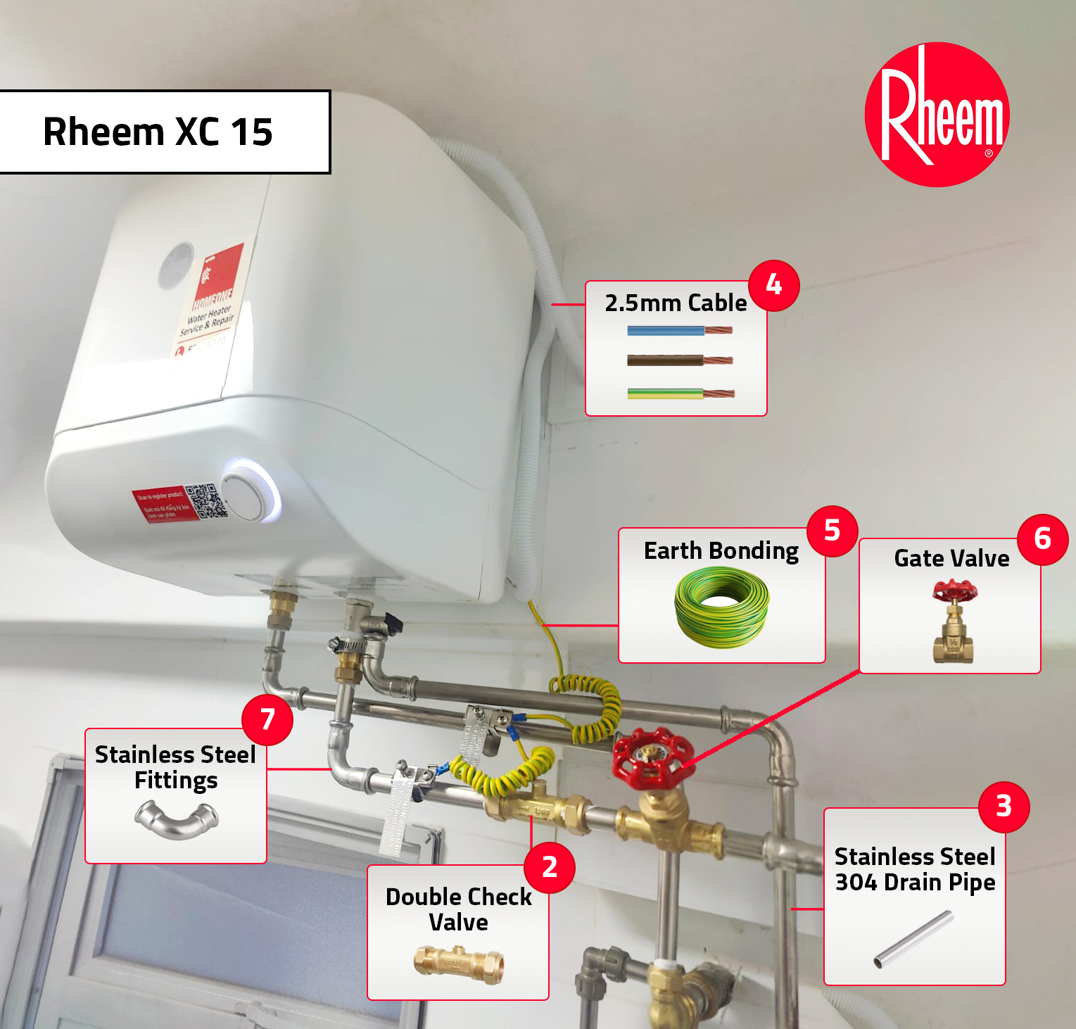 Rheem XC 15L Storage Water Heater | Safe Installation @ SG